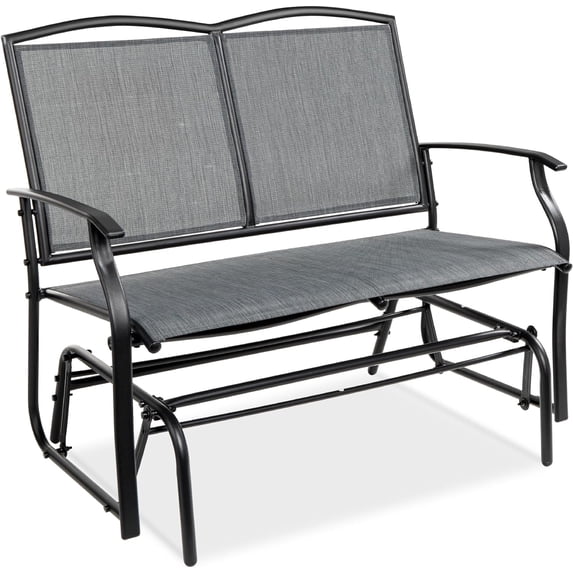 2-Person Outdoor Patio Swing Glider Steel Bench Loveseat Rocker for ...