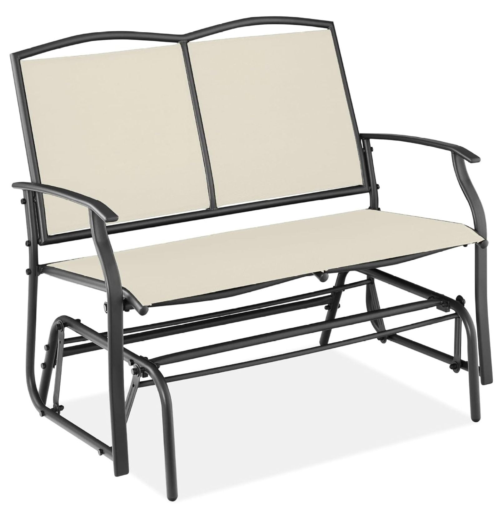 2-Person Outdoor Patio Swing Glider Steel Bench Loveseat Rocker for ...