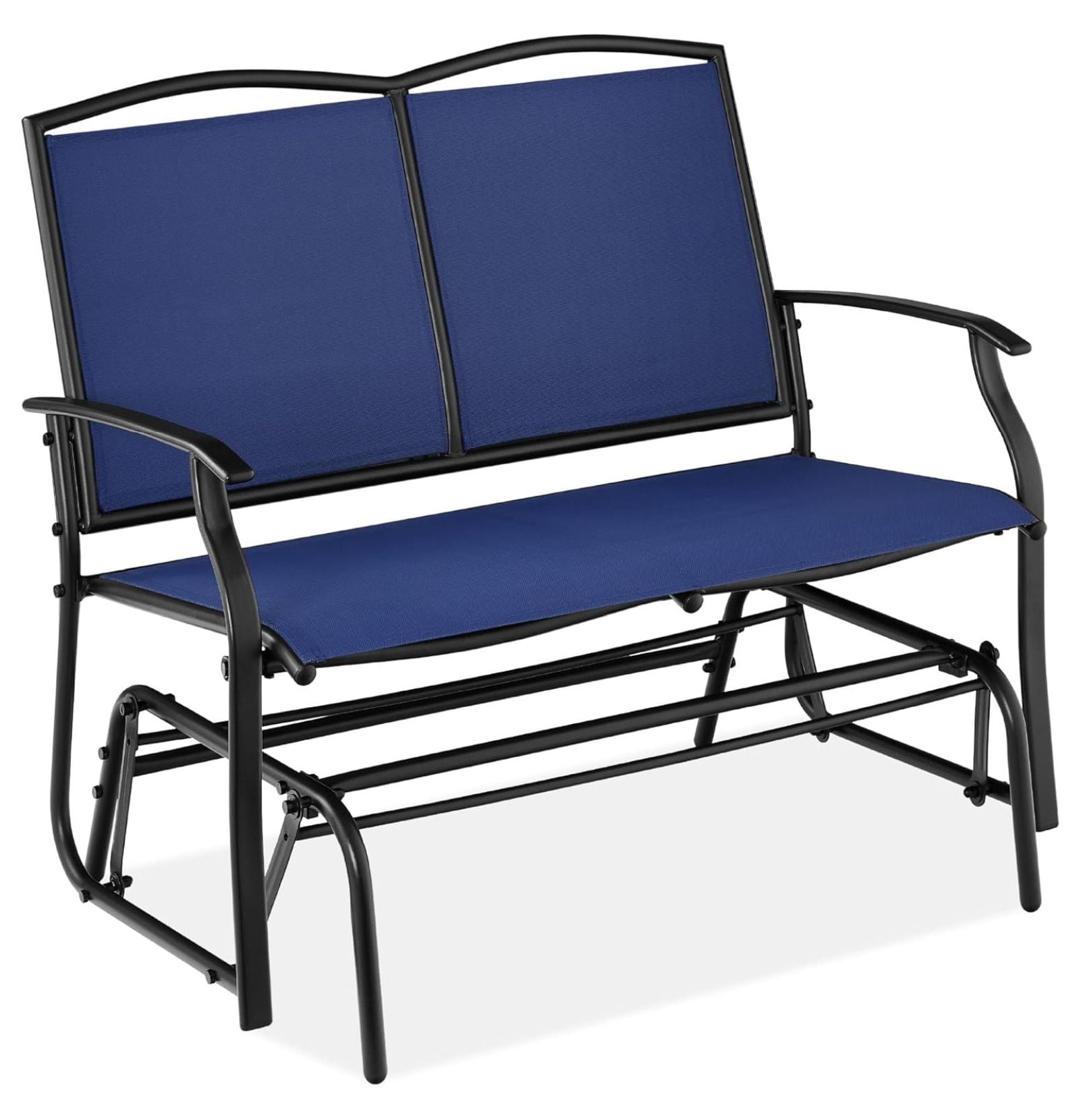 2-Person Outdoor Patio Swing Glider Steel Bench Loveseat Rocker for ...