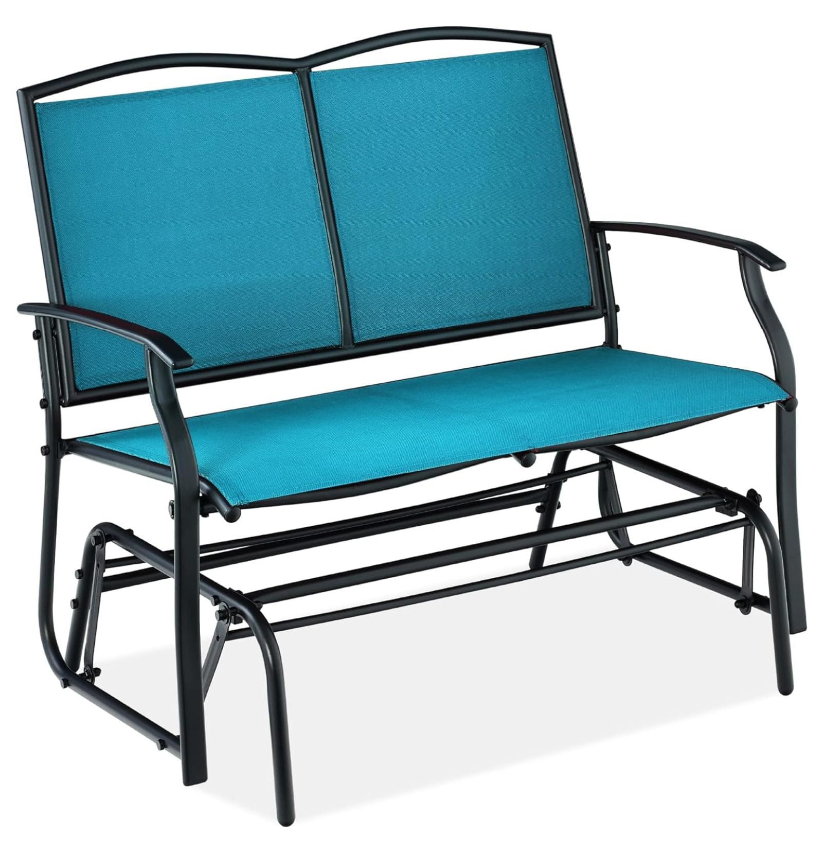 2-Person Outdoor Patio Swing Glider Steel Bench Loveseat Rocker for ...