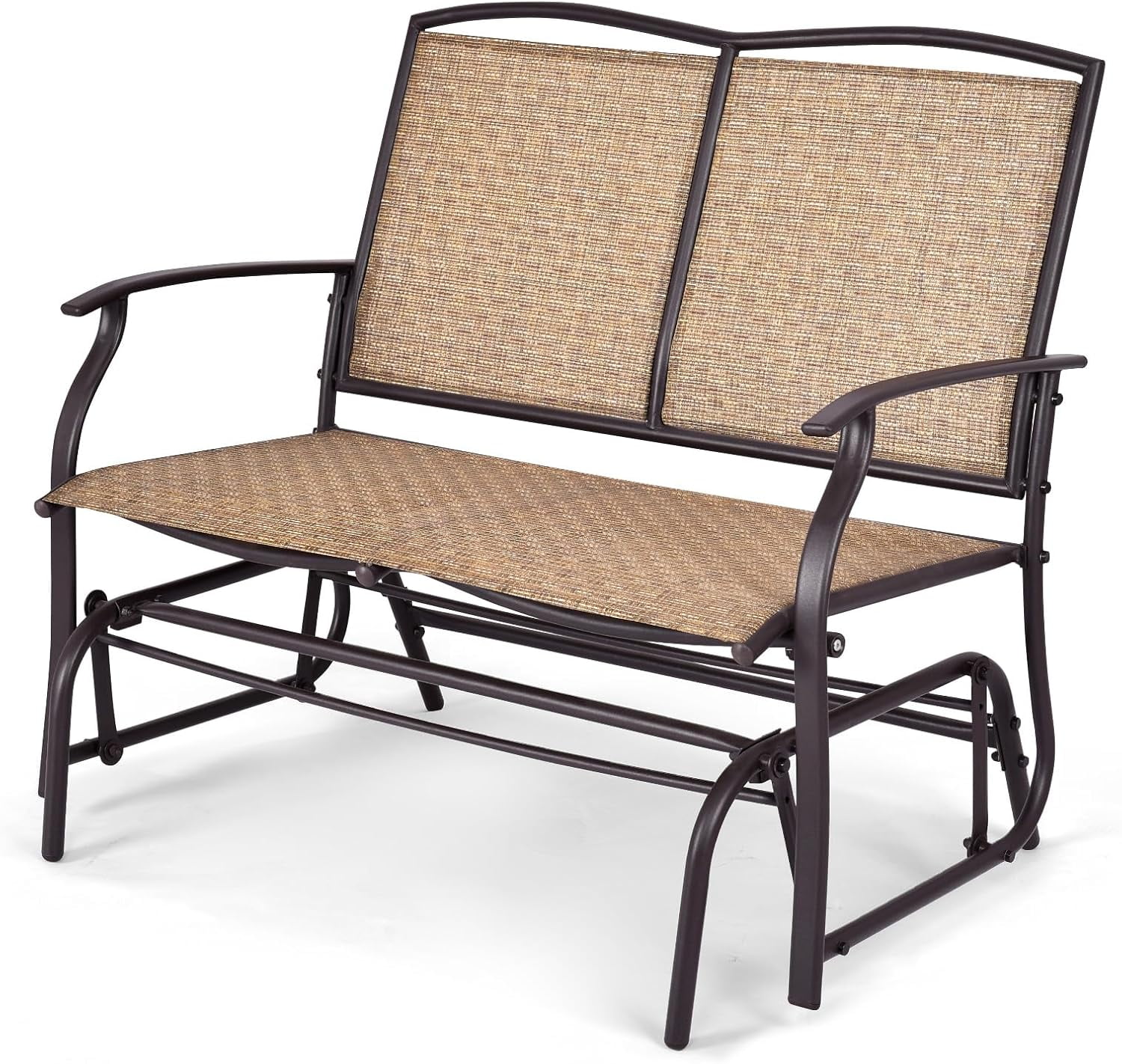 2-Person Patio Glider Bench, Outdoor Rocker Glider Loveseat Chair W ...