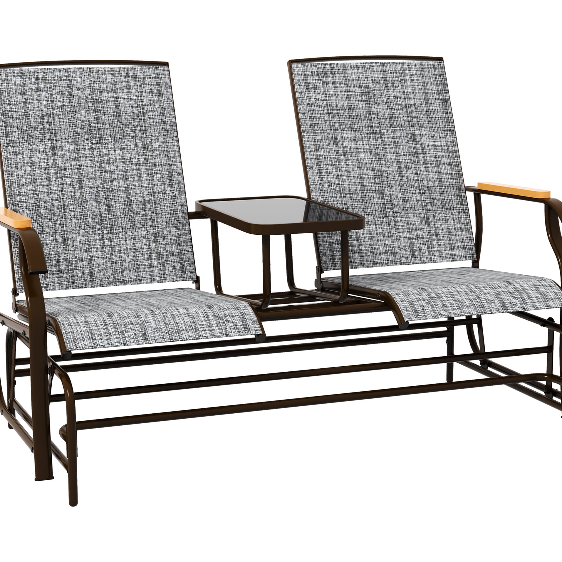 2 Person Patio Glider With Rust- Mesh And Table - Gray Heavy-duty ...