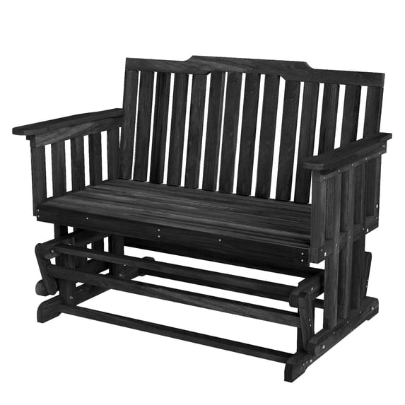 2-Person Patio Glider with Quick Drying Design and Wide Armrest, Wood ...