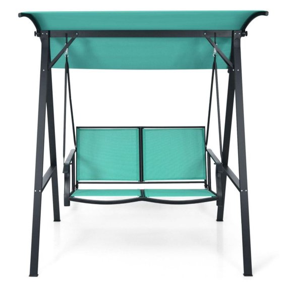 2 Person Patio Swing - Outdoor Canopy Swing with Glider - Weather ...