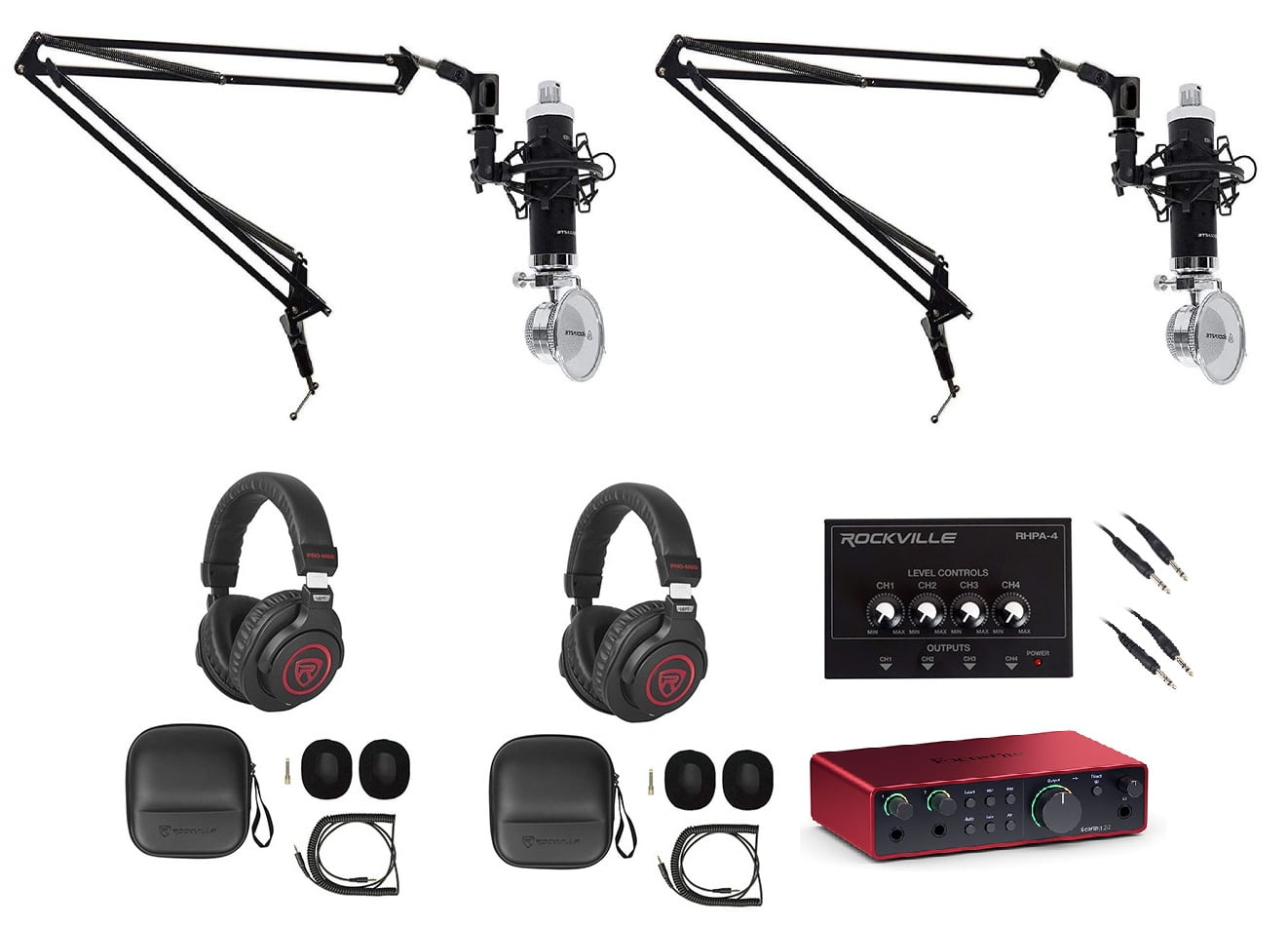 2-Person Podcast Podcasting Recording Kit w/Scarlett 2i2 4 Gen ...
