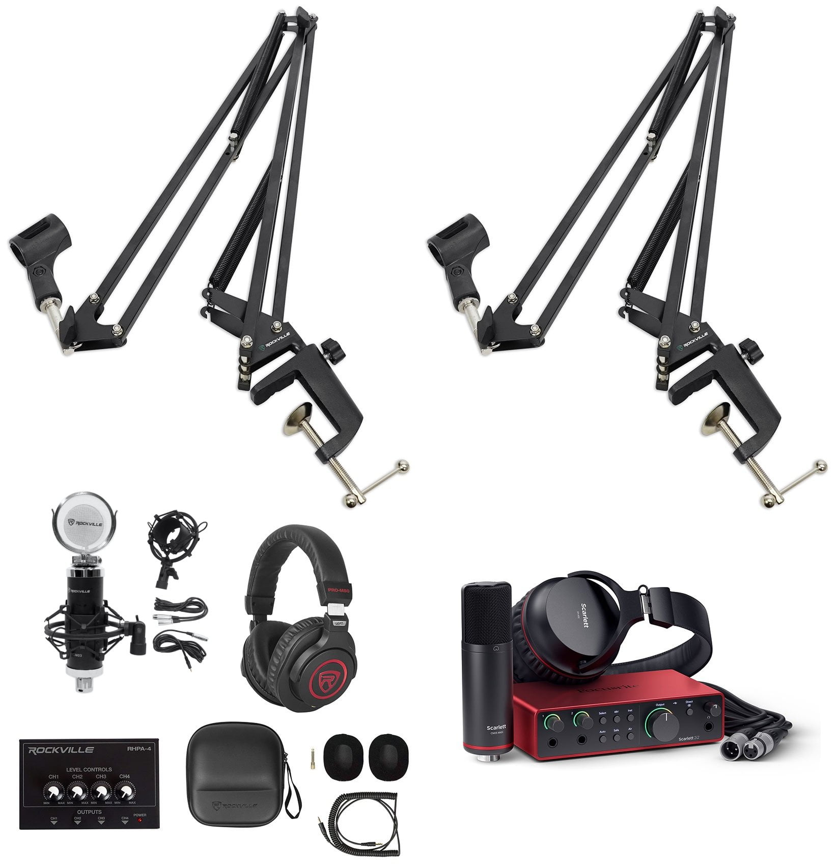 2-Person Podcast Recording Kit w/Scarlett 2i2 Studio 4th Gen Interface ...