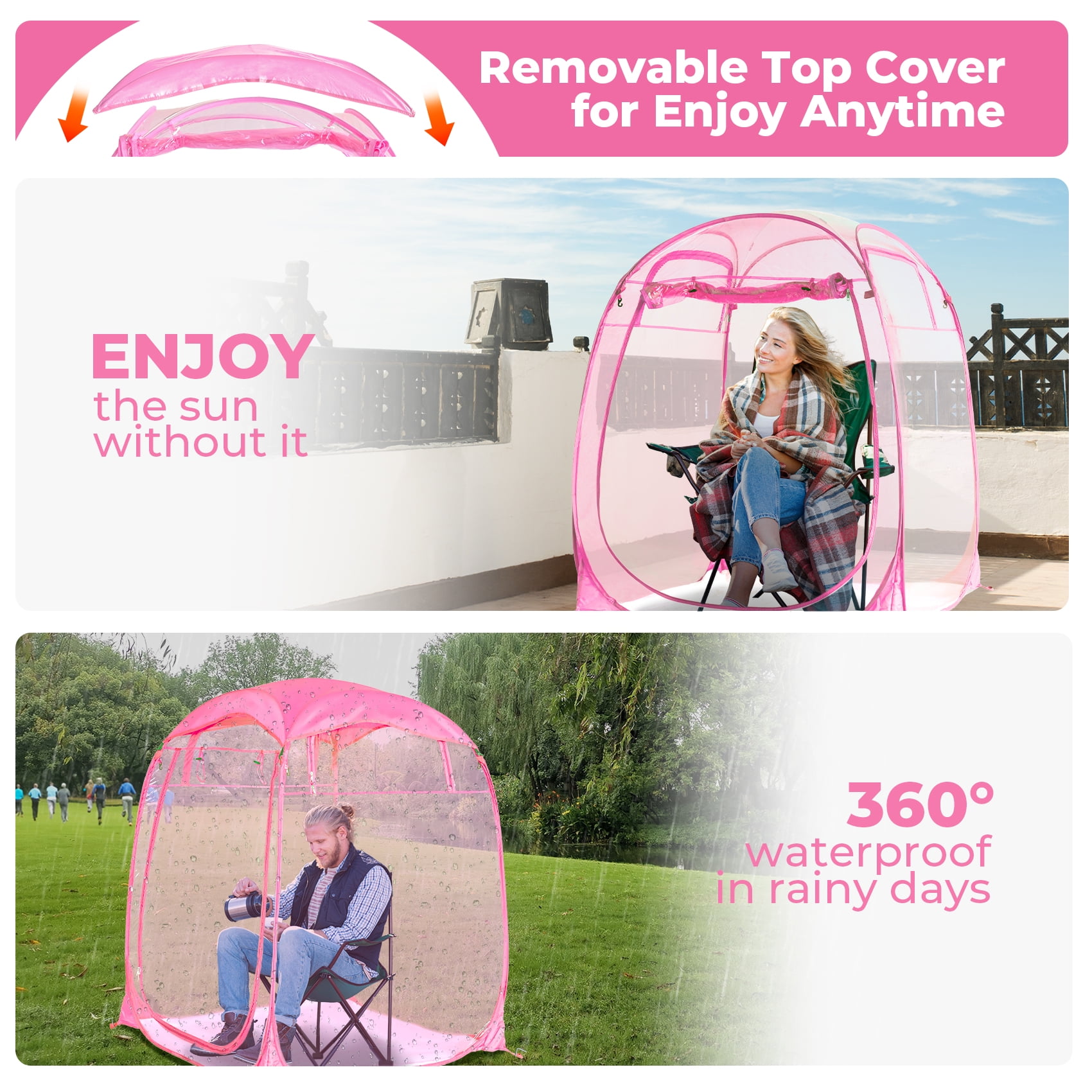 2 Person Pop-Up Pod,Sports Tent,Thick PVC, Scratch-Resistant Bubble ...