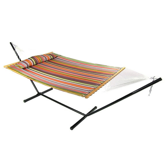 2-Person Quilted Fabric Hammock with Steel Stand - Canyon Sunset For ...