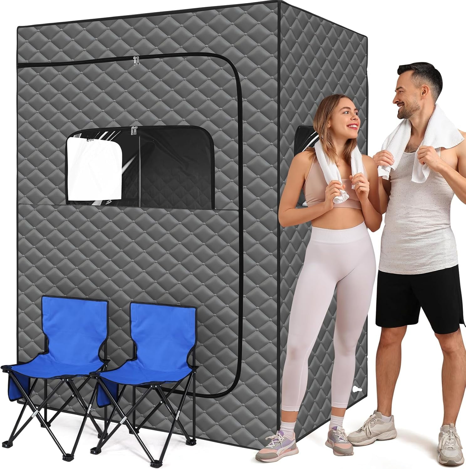 2 Person Sauna for Home, 1 or 2 Person Portable Steam Sauna with 2 ...