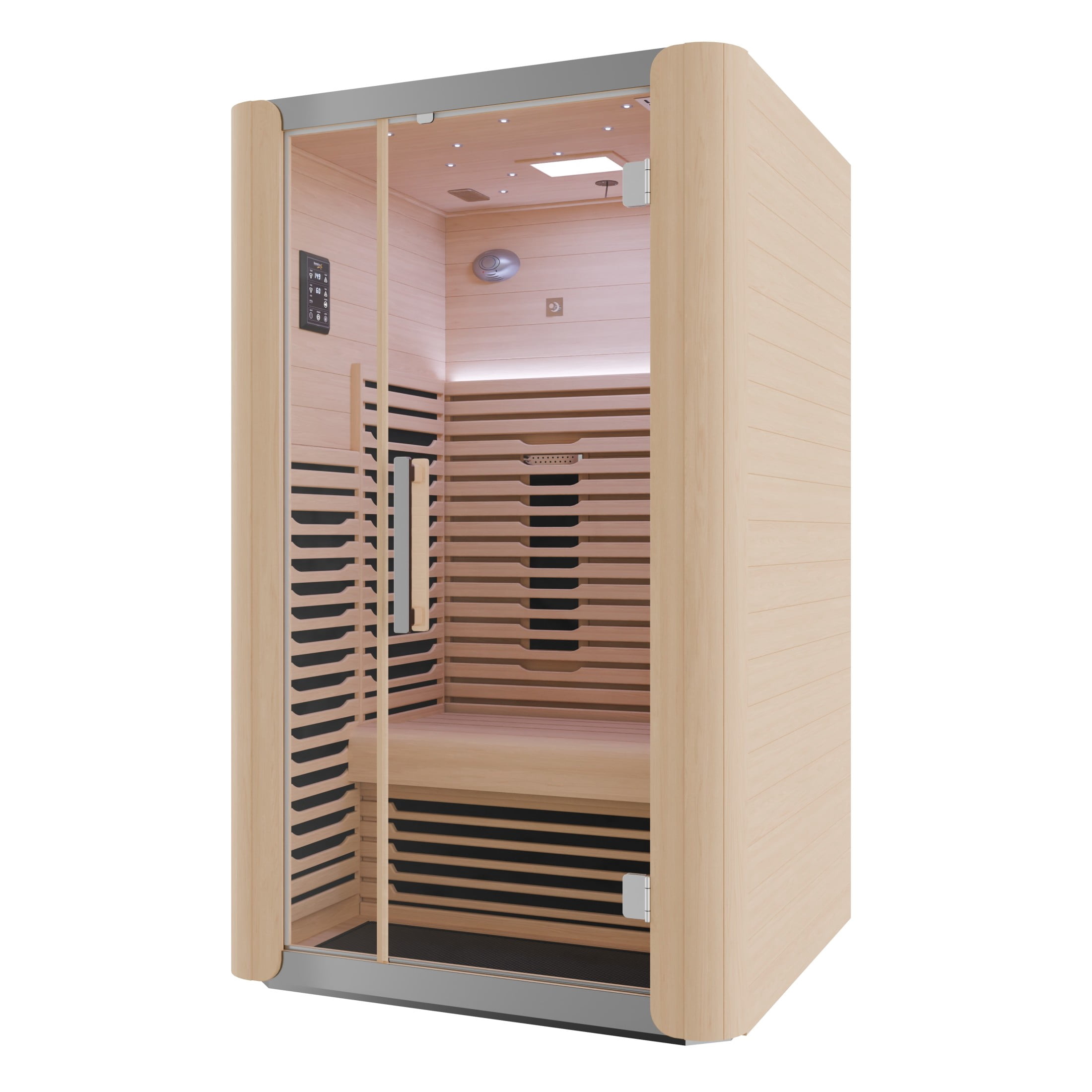 Yoga Sauna 2-Person Infrared Indoor Hemlock Wood Sauna with Removable ...