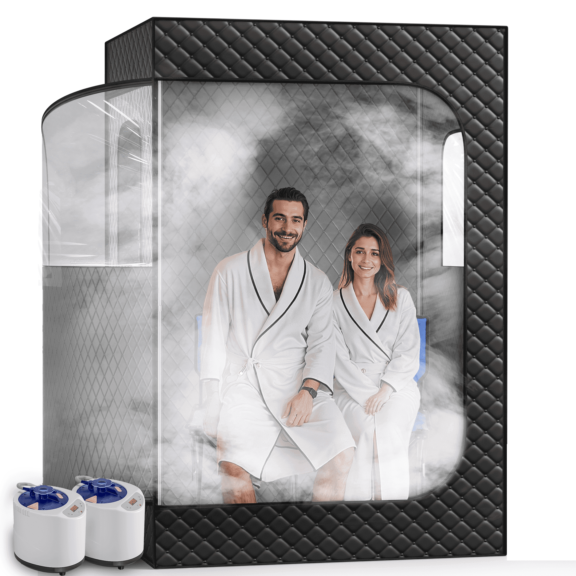 2 Person Steam Sauna with Remote Control,Two Folding Chairs,Large Space ...