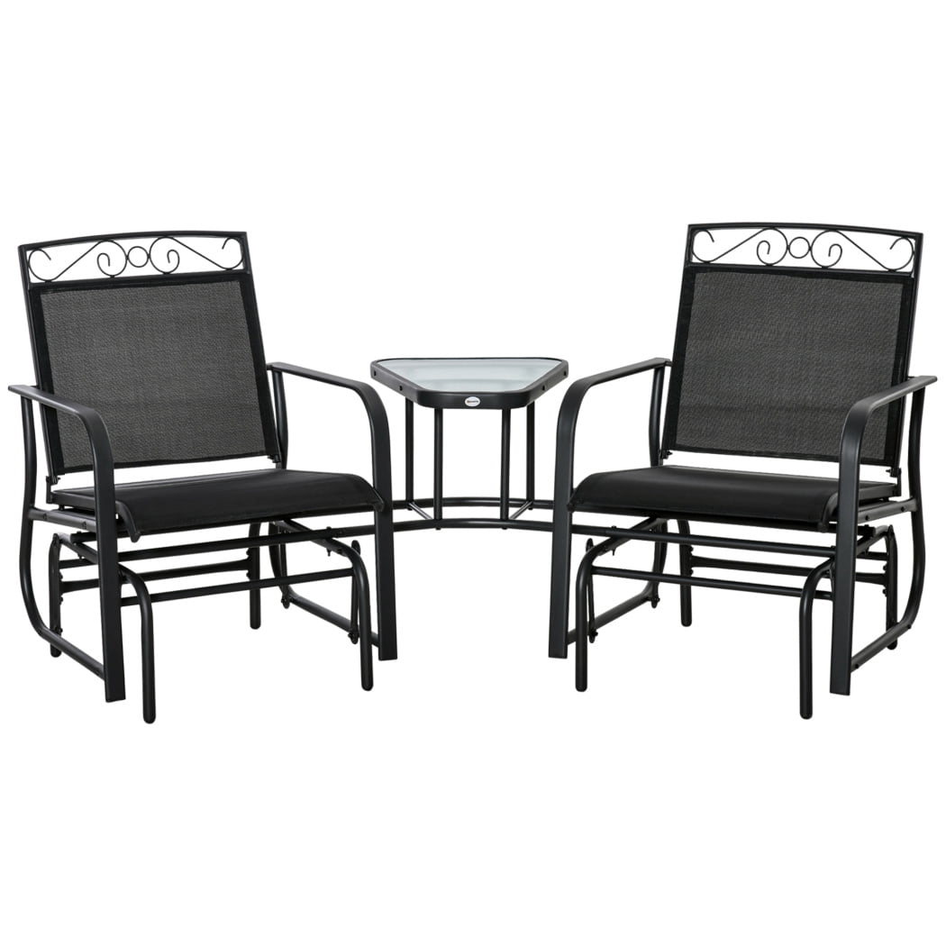2 Person Swing Rocking Chair, Patio Glider Chairs w/Center Tempered ...