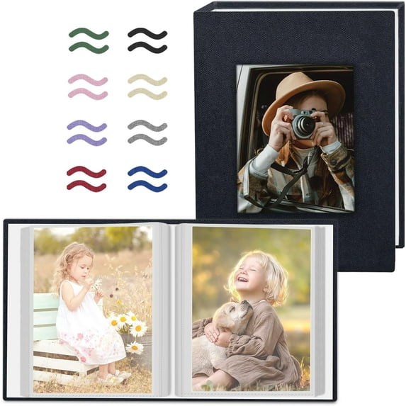 2 Photo Album 4x6 Pictures, Small Linen Slip-in Photo Albums Book for ...