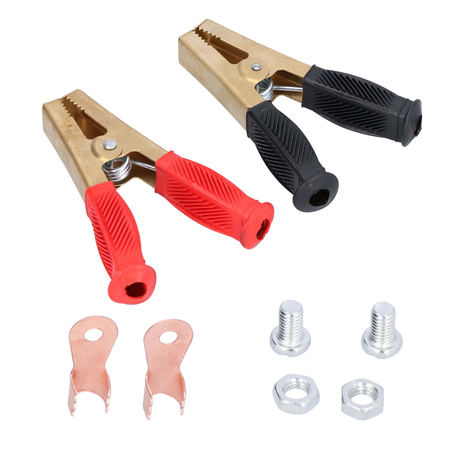 2-Piece 1000A Car Battery Clamp Set, Pure Copper Red and Black ...