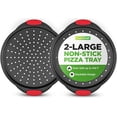 2-Piece 13-Inch Nonstick Pizza Tray, Round Carbon Steel Non-Stick Pizza ...