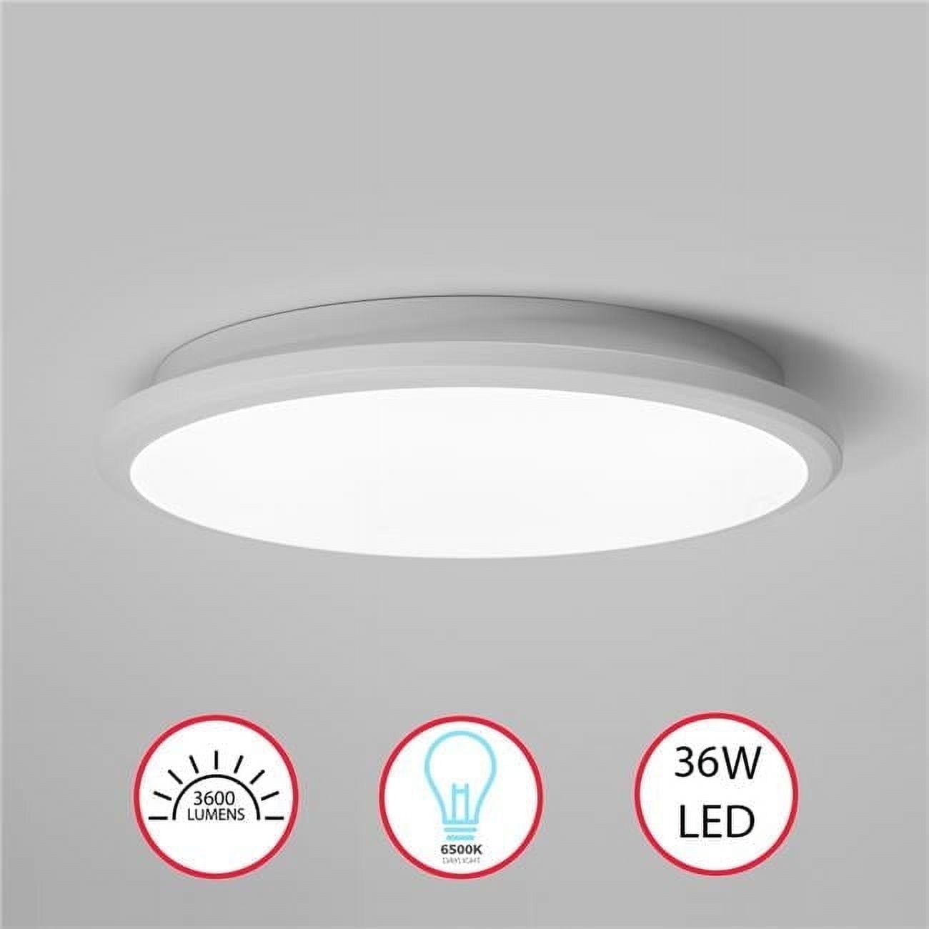 2-Piece 16" Round LED Ceiling Light Fixture - Modern Flush Mount 36W ...