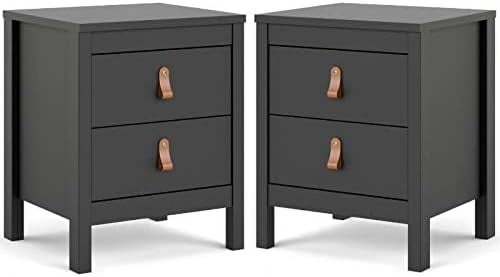 2 Piece 2 Drawer Nightstand Set in Black Matte - Walmart.com