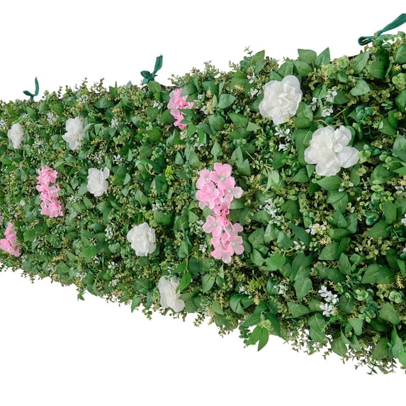 2-Piece 2x8 Ft Artificial Silk Flower Wall, 3D Floral Backdrop, Pet ...
