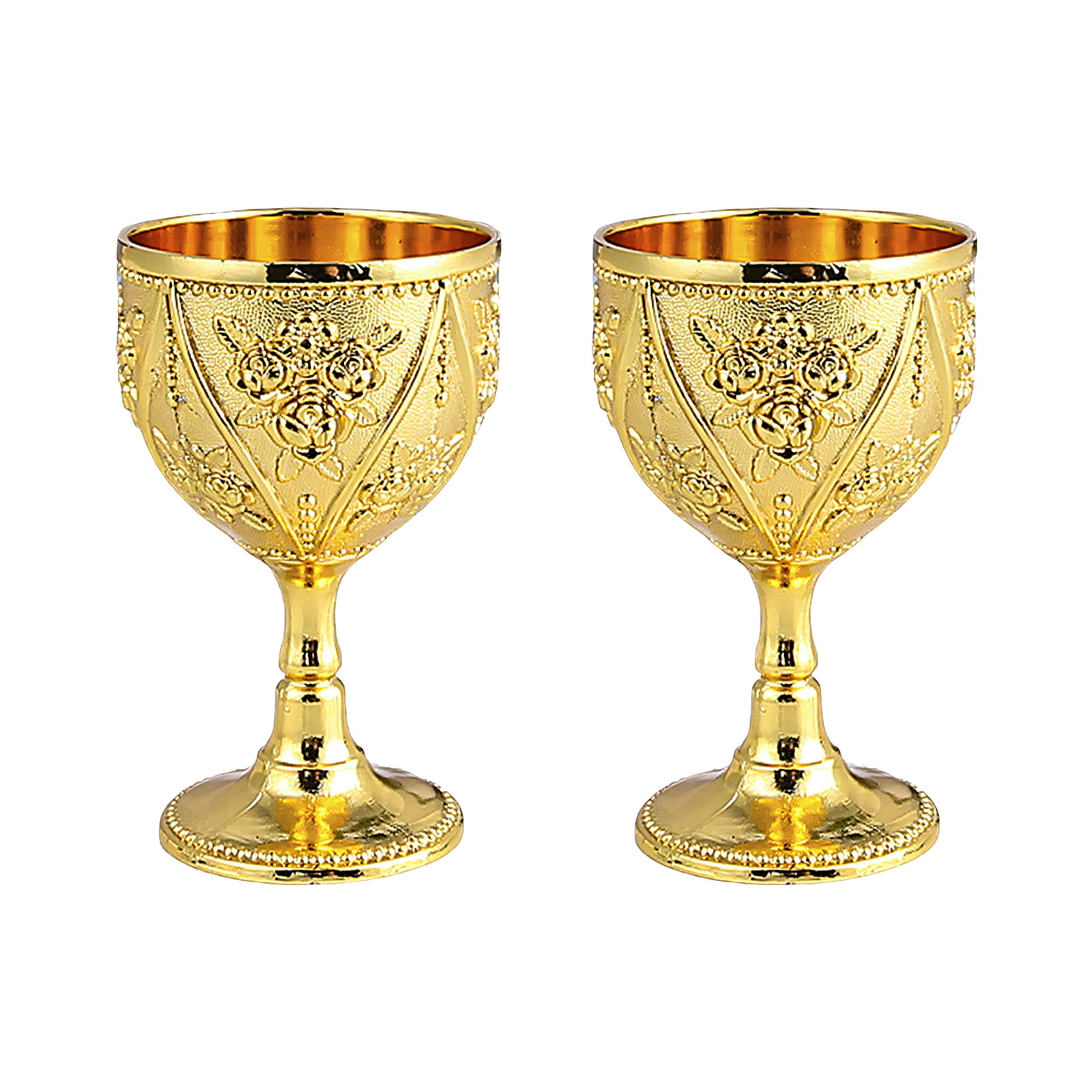 2 Piece 30ml Metal Embossing Wine Drinking Cups Rose Flower Chalices ...