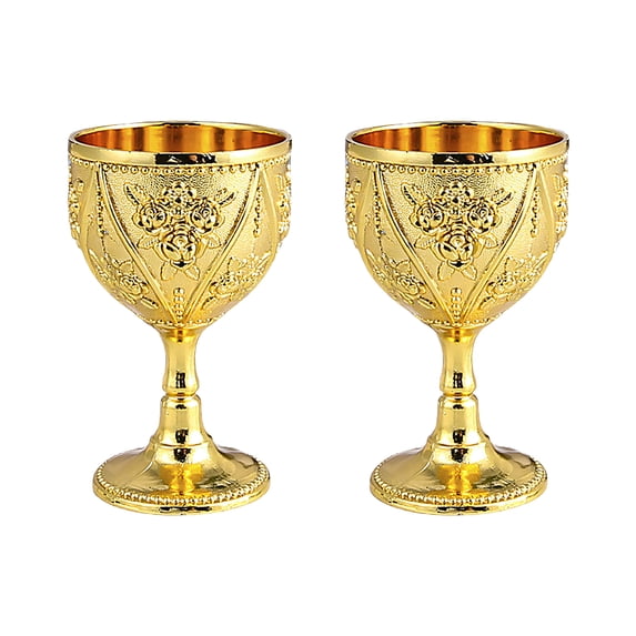 2 Piece 30ml Metal Embossing Wine Drinking Cups Rose Flower Chalices ...