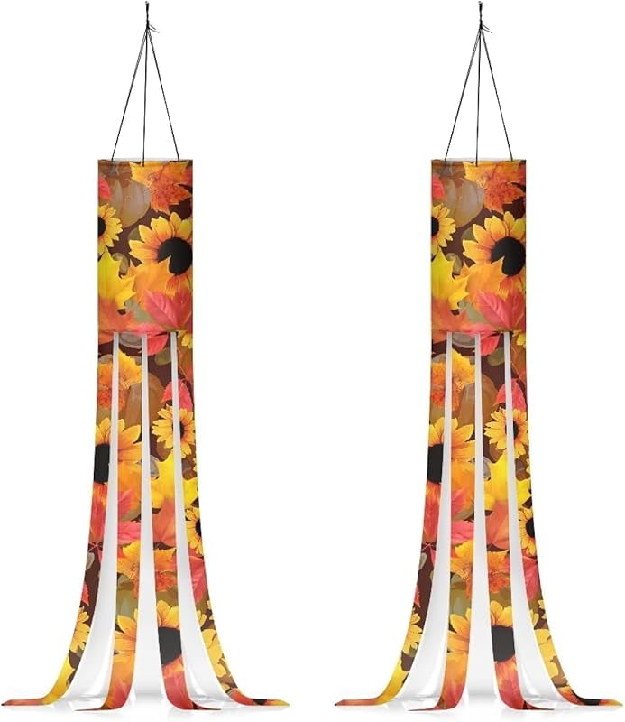 2 Piece 40 Inch Windsock Polyester Garden Flower Wind Socks with Long ...