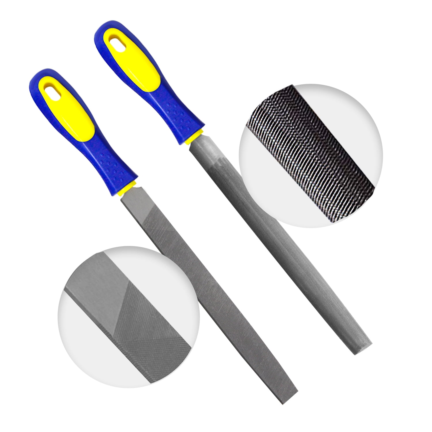 2-Piece 8 Inch Heavy Duty File Set - Flat/Half Round High Carbon ...