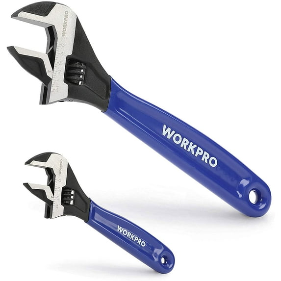 2-Piece Adjustable Wrench Set, 6-Inch & 10-Inch Wide Jaw Black Oxide ...