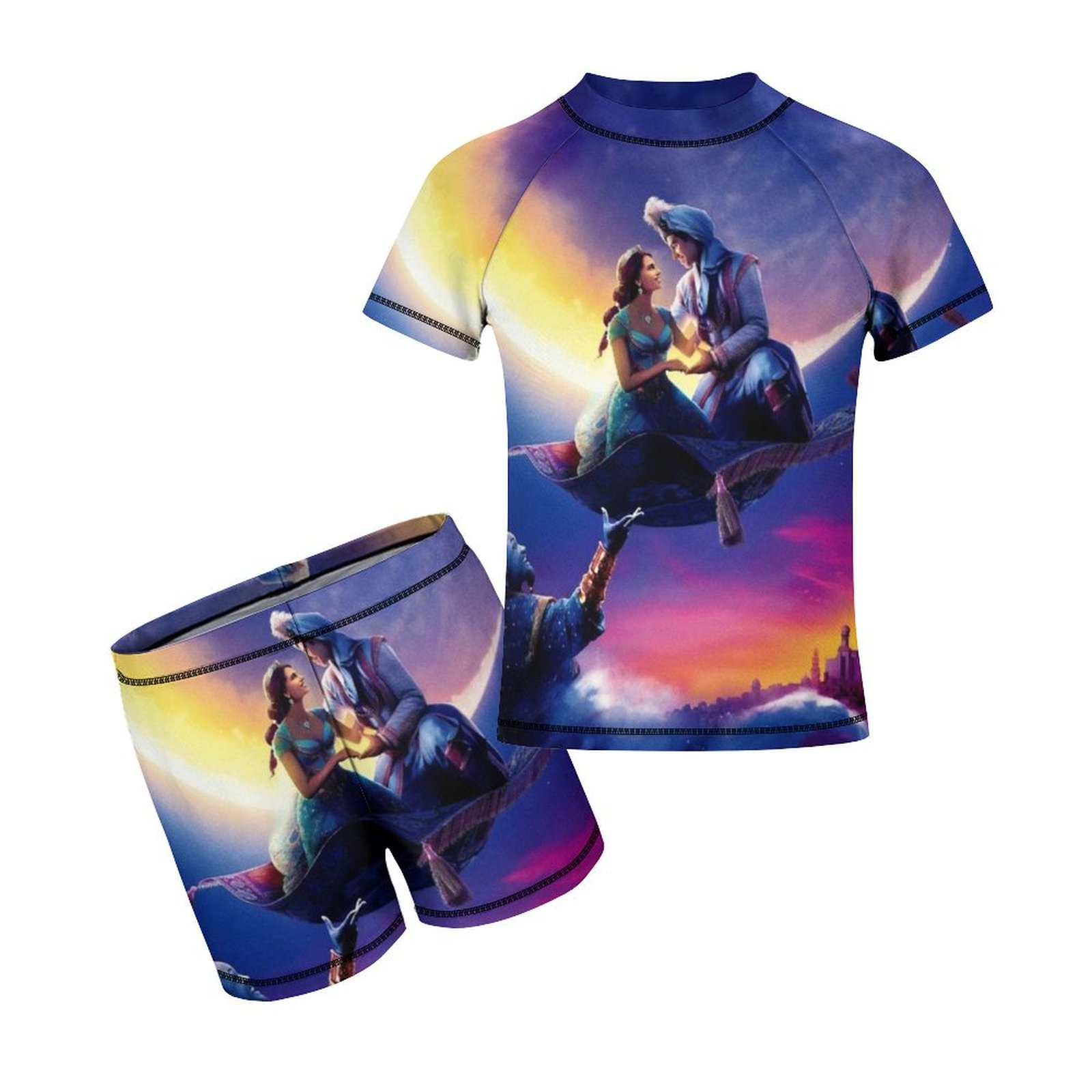 2 Piece Alad-di Gen-ie Bathing Suits Rash Guard Swim Shirts with Shorts ...