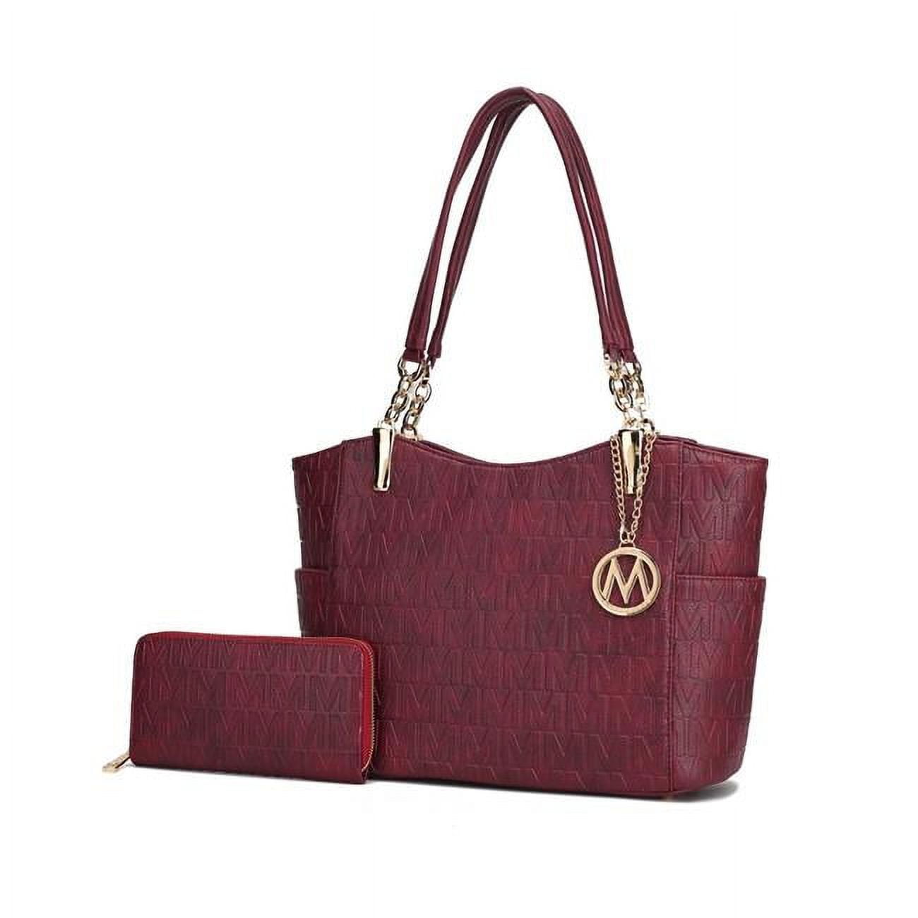 2 Piece Allison Tote Bag & Wallet, Burgundy - Walmart.com