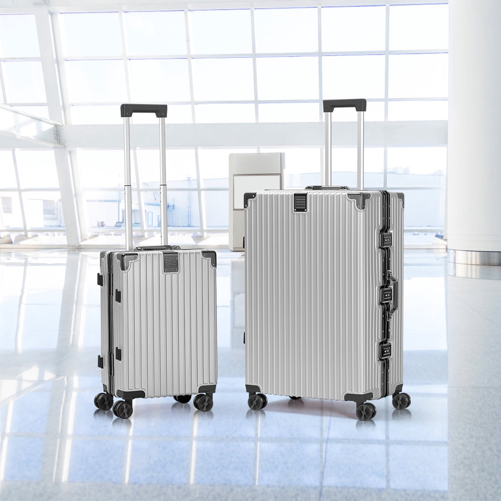 2-Piece Aluminum Frame Hardside Luggage Set – 20" Carry On & 28 ...