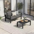 2-Piece Aluminum Outdoor Sectional Sofa Set with 4" Thick Cushions, All ...