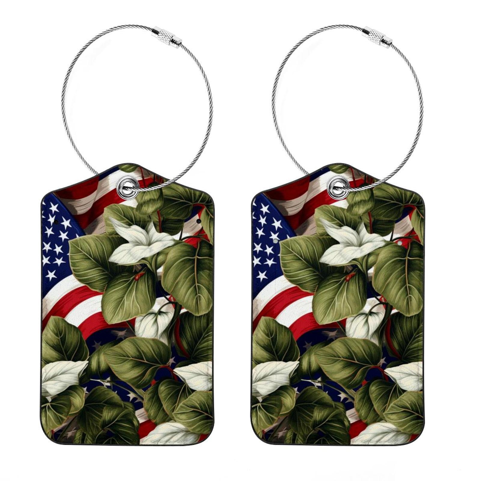 2 Piece American Flag Plant Luggage Tag for Suitcase Identifiers ...