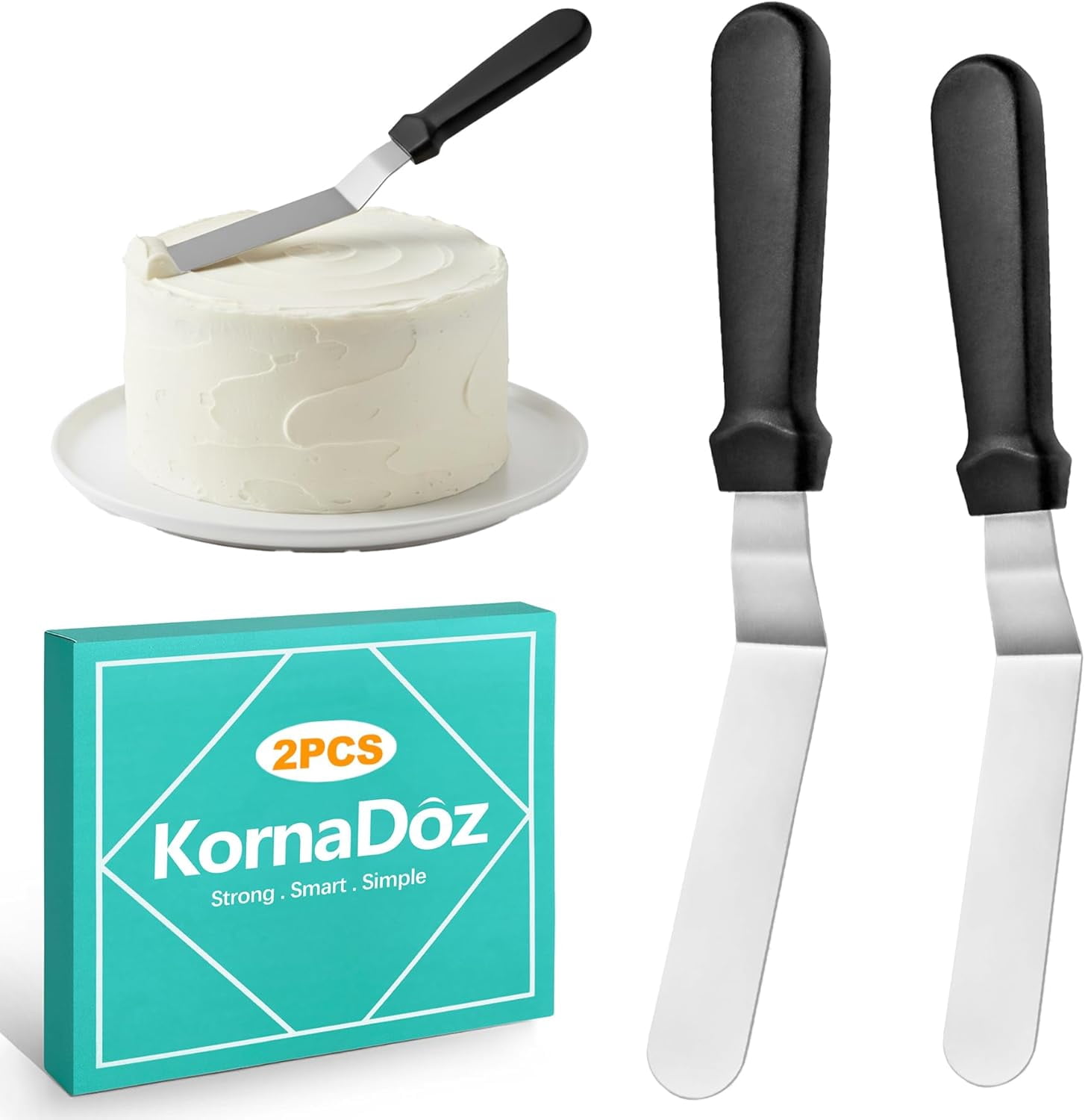 2-Piece Angled Icing Spatula Set (6" & 8"), Stainless Steel Offset ...