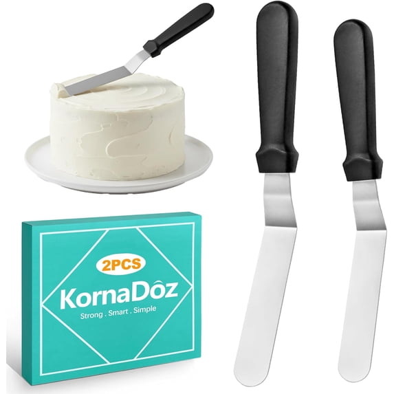 2-Piece Angled Icing Spatula Set (6" & 8"), Stainless Steel Offset ...