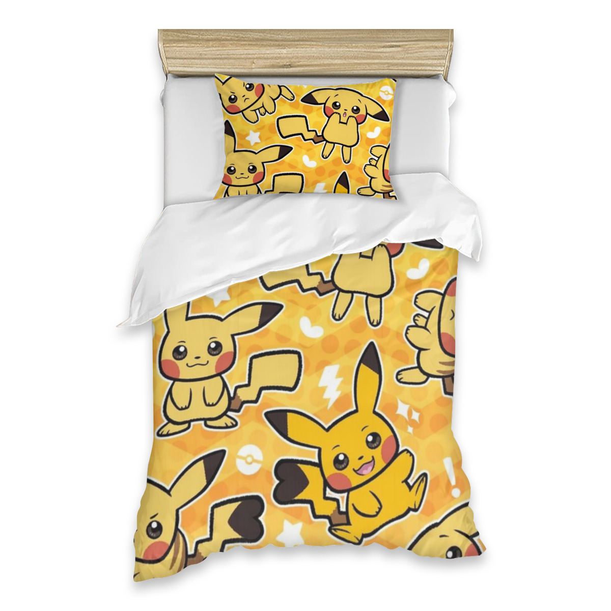2 Piece Anime Poke×mon Pikachu Bedding Set Cute Duvet Cover Sets Super ...