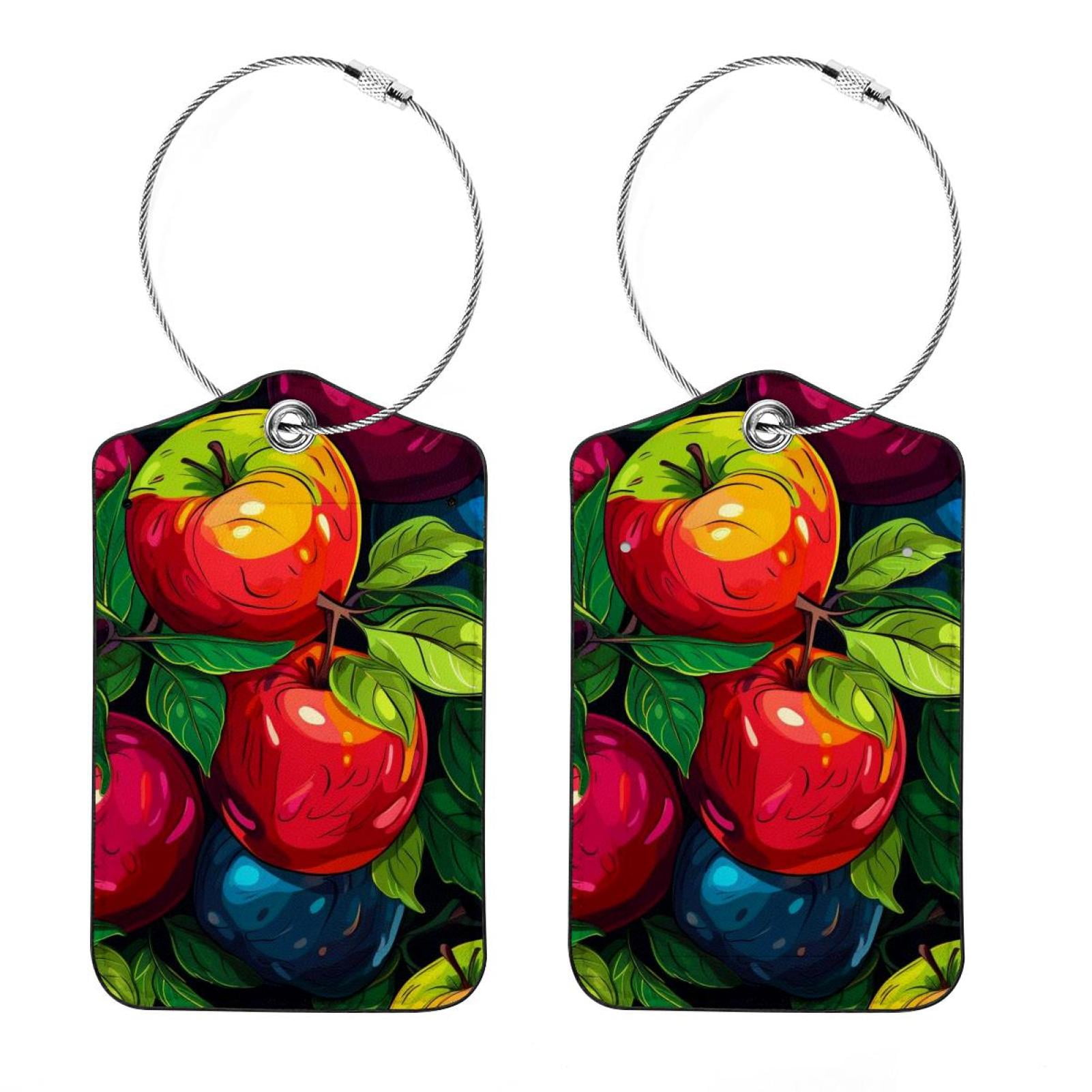 2 Piece Apple Luggage Tag for Suitcase Identifiers Privacy Name Address ...