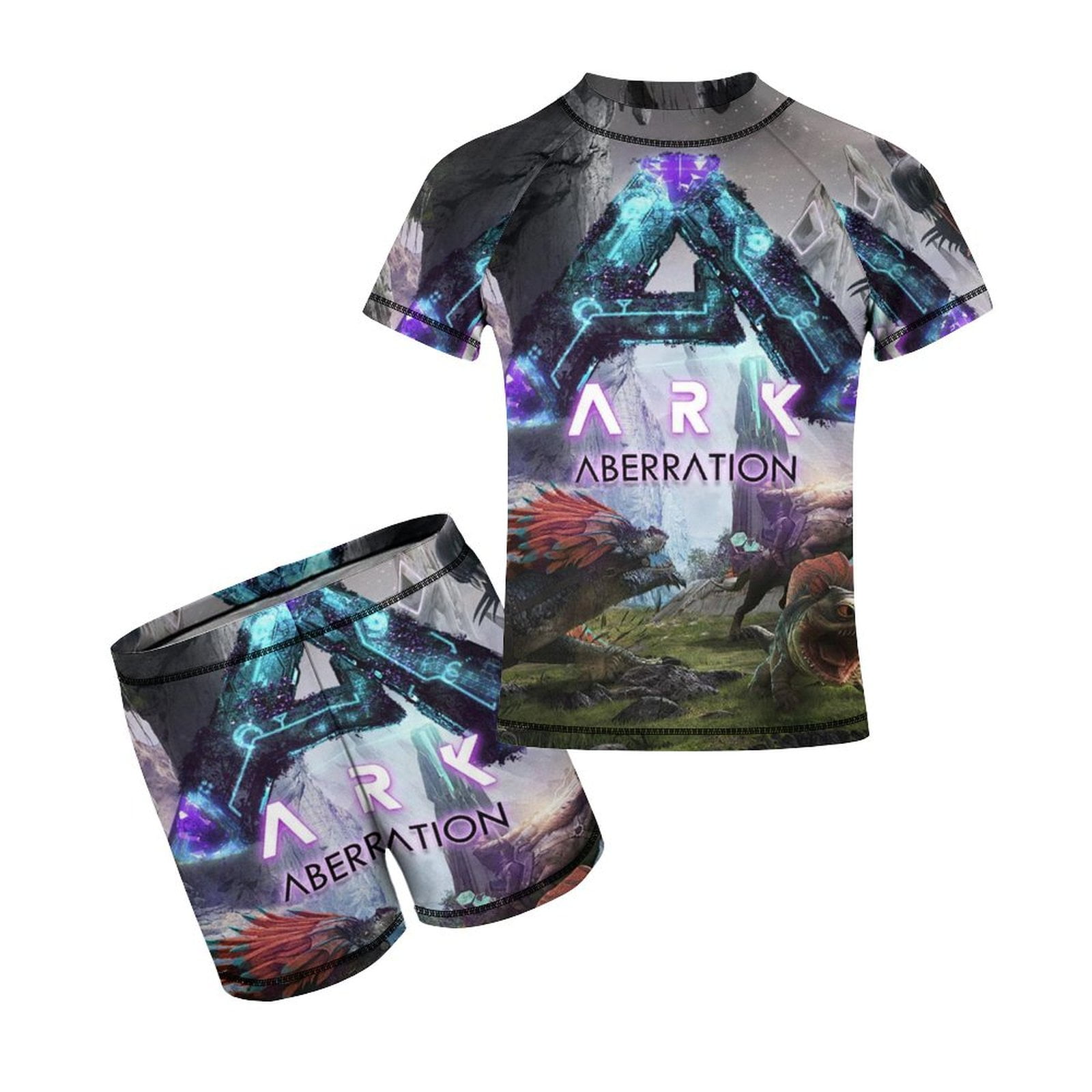2 Piece Ark Survival Rash Guard Set Summer Swim Shirts with Trunks ...