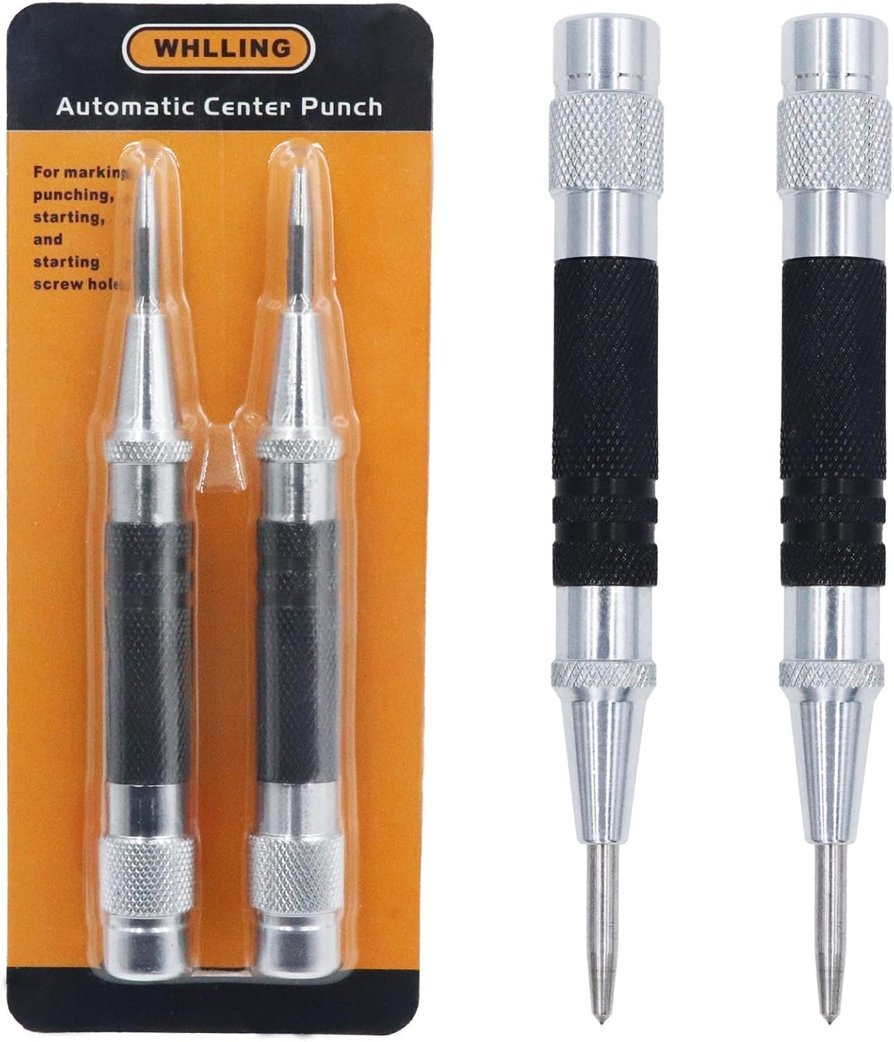 2-Piece Automatic Center Punch, 5 inch Spring Loaded Center Hole Punch ...
