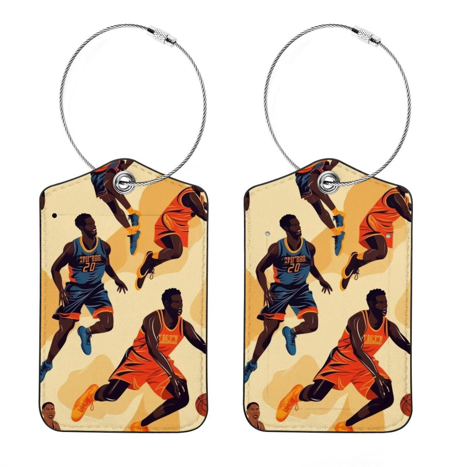 2 Piece Basketball Luggage Tag for Suitcase Identifiers Privacy Name ...