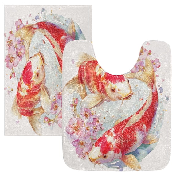 2 Piece Bath Mat Set with U-Shaped Toilet Mat and Rectangle Bath Rugs ...