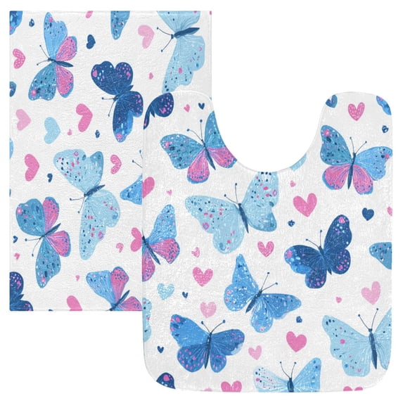 2 Piece Bath Mat Set with U-Shaped Toilet Mat and Rectangle Bath Rugs ...