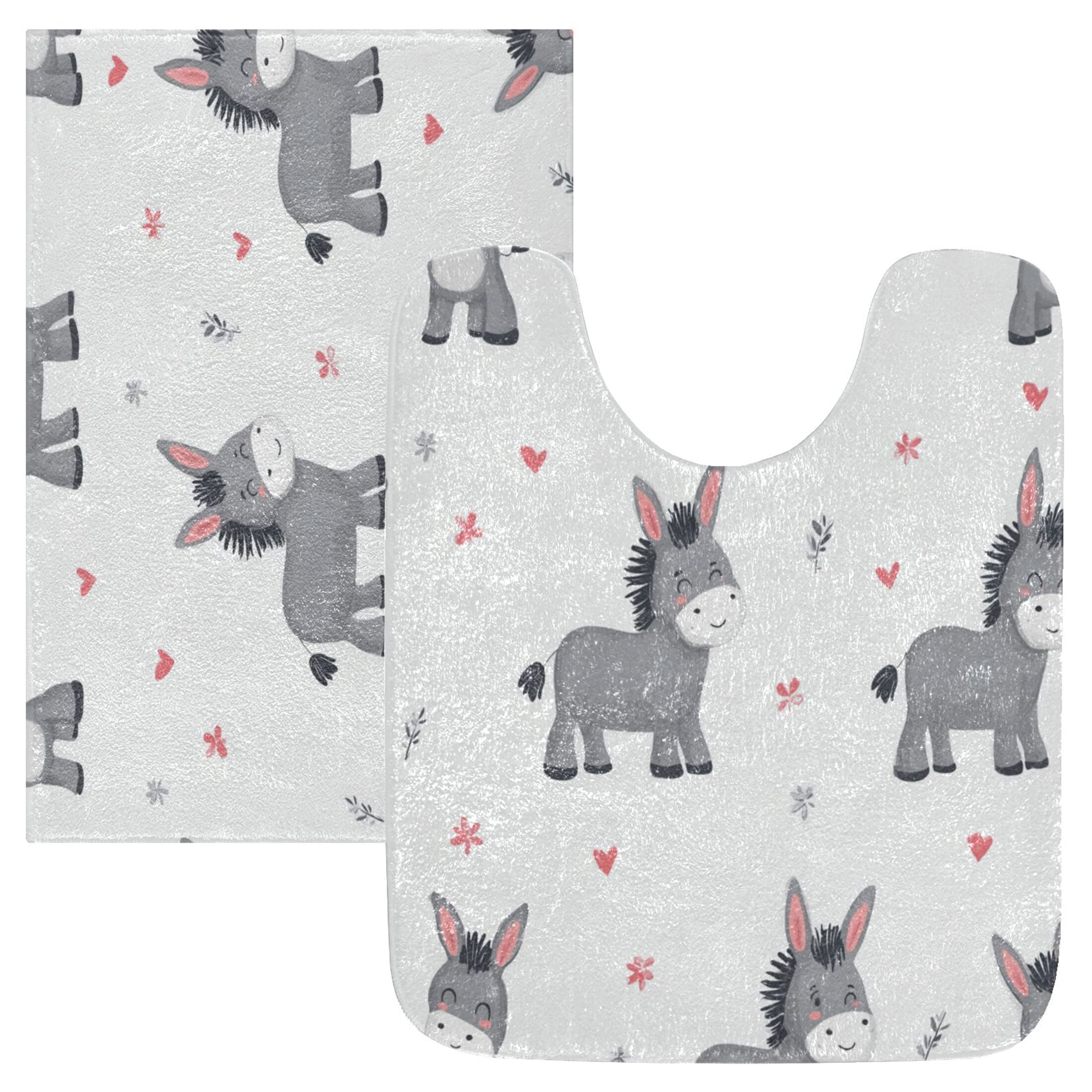 2 Piece Bath Mat Set with U-Shaped Toilet Mat and Rectangle Bath Rugs ...