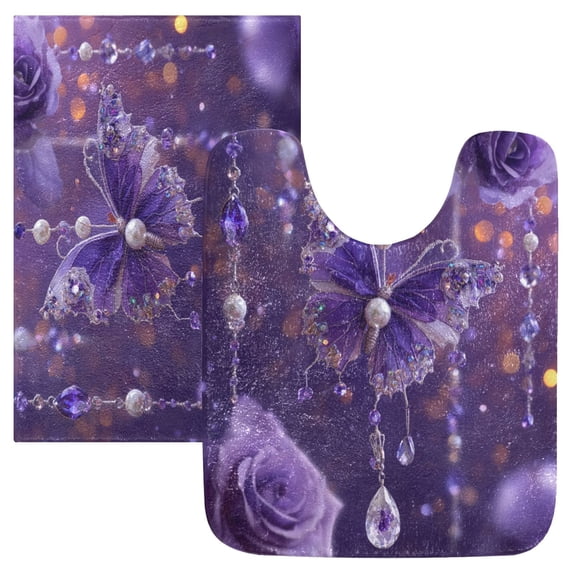 2 Piece Bath Mat Set with U-Shaped Toilet Mat and Rectangle Bath Rugs ...