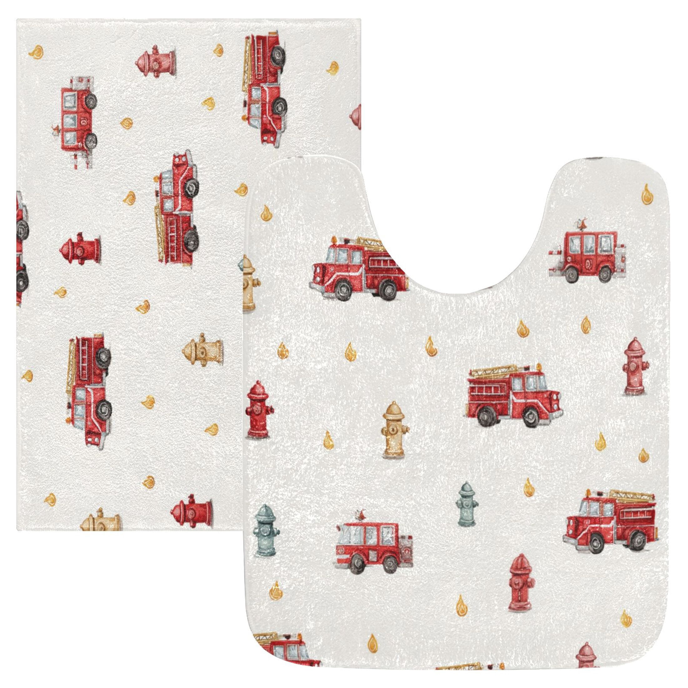 2 Piece Bath Mat Set with U-Shaped Toilet Mat and Rectangle Bath Rugs ...