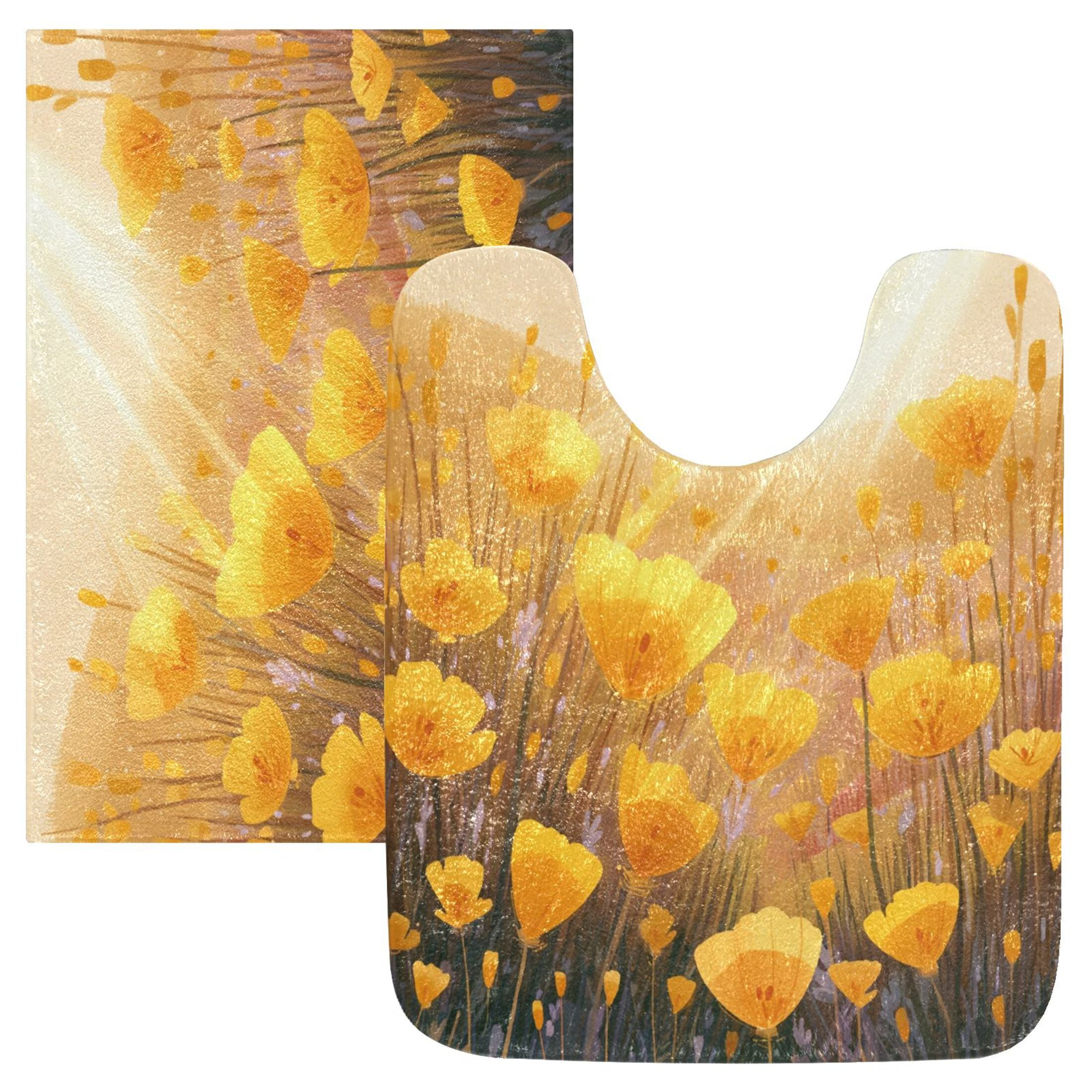 2 Piece Bath Mat Set with U-Shaped Toilet Mat and Rectangle Bath Rugs ...