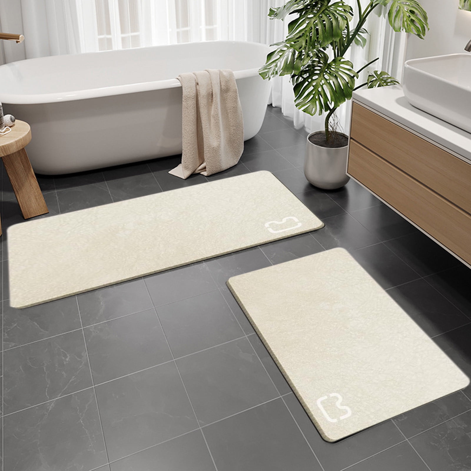 2-Piece Bathroom Diatomite Mat Set (15.75x23.62in & 19.69x31.5in ...
