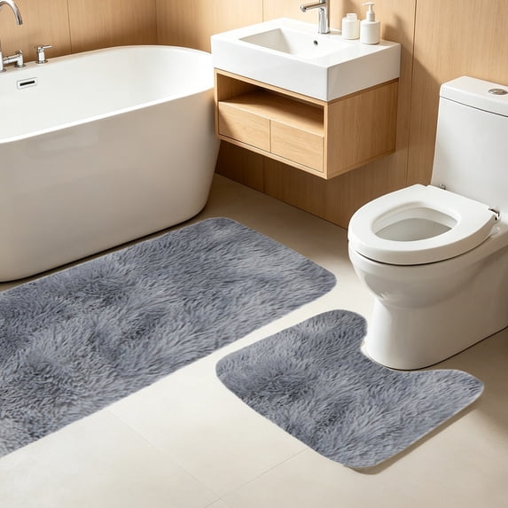 2 Piece Bathroom Rug Set 15.7x31.5 Inch Long Plush Floor Mat Soft ...