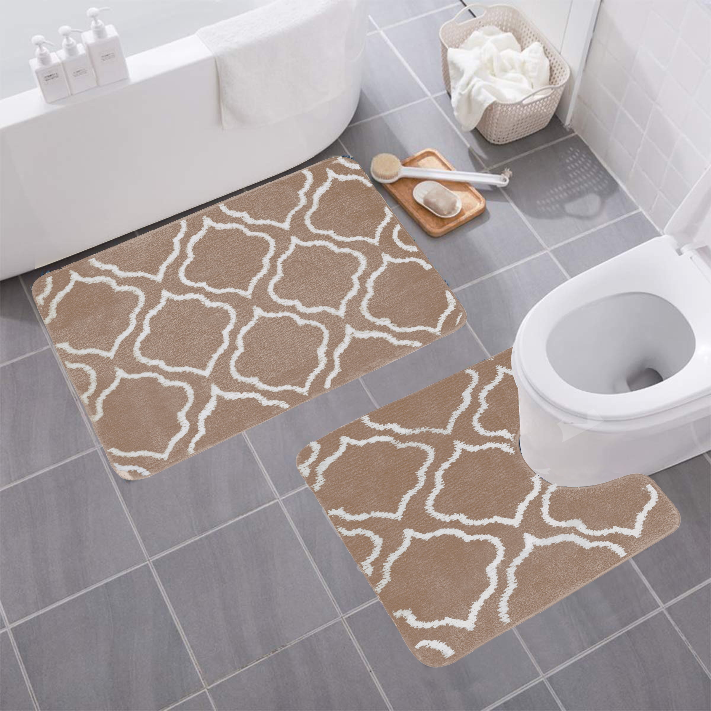 Walmart 2 Piece Non-Skid Slip Bathroom Rug Set, Bath Rug, Contour Mat ...