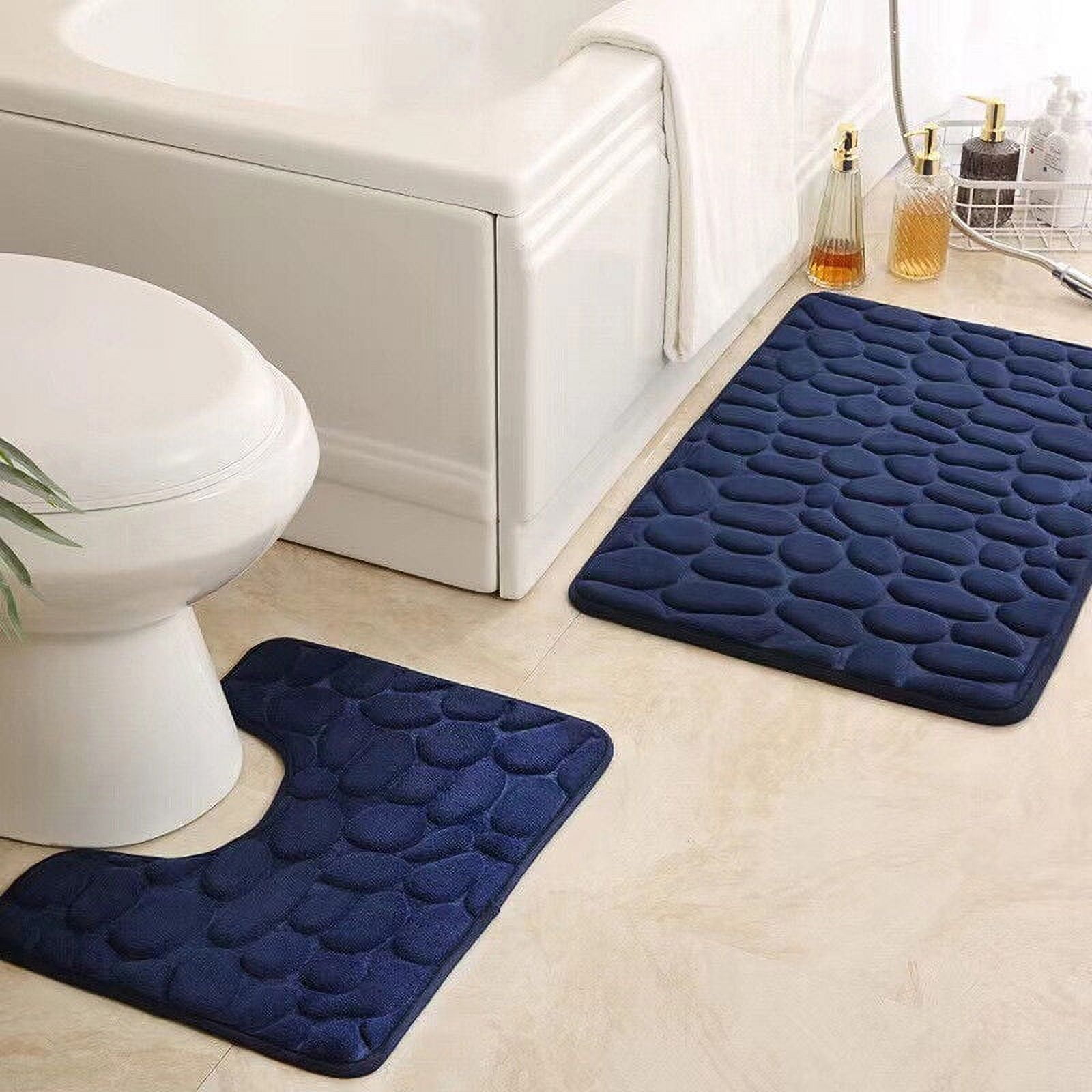 2 Piece Bathroom Rug Washable Bath Mat Set Memory Foam Toilet U-Shaped ...