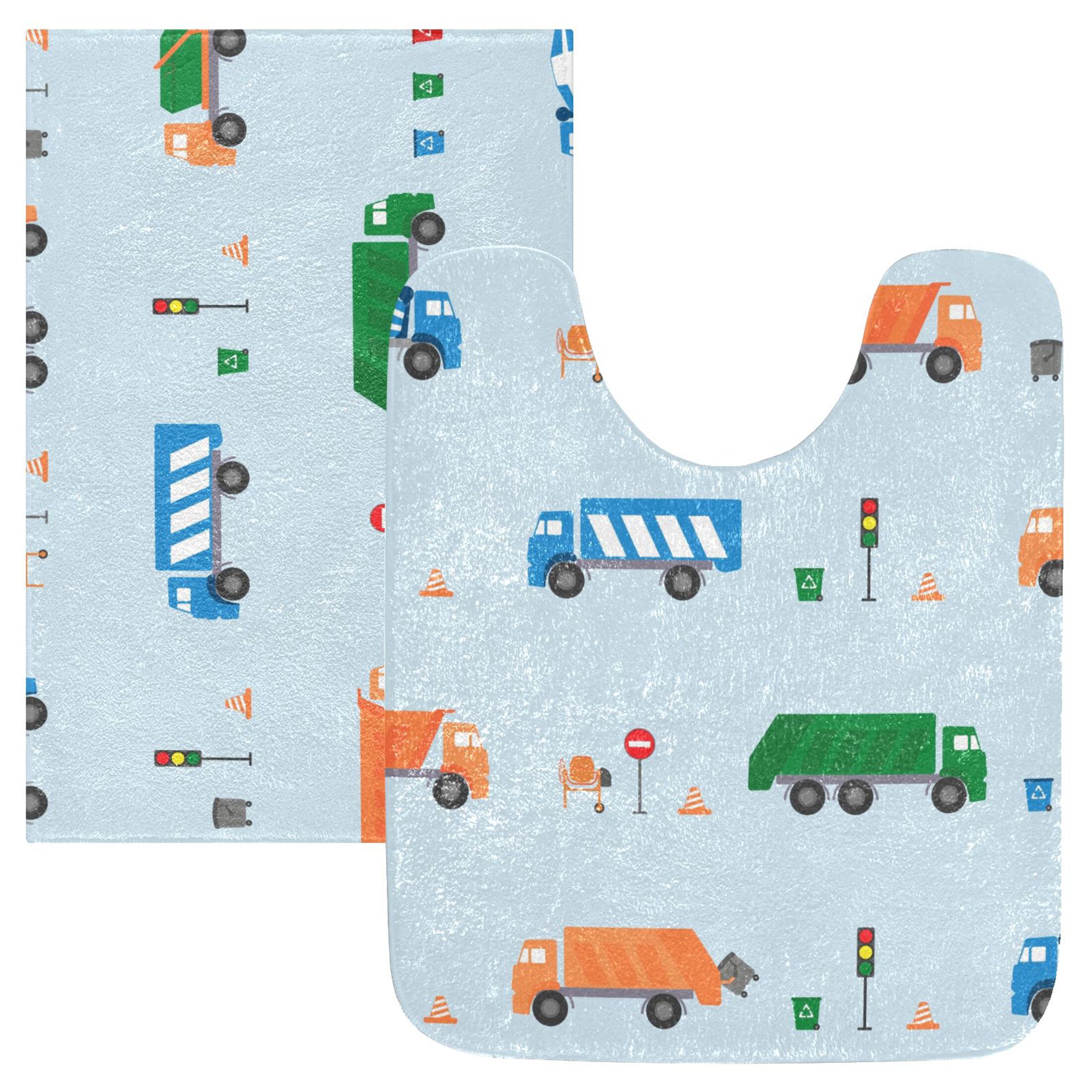 2 Piece Bathroom Rugs Set Shaggy Toilet Base Mat 16x24 and 20x24 U ...